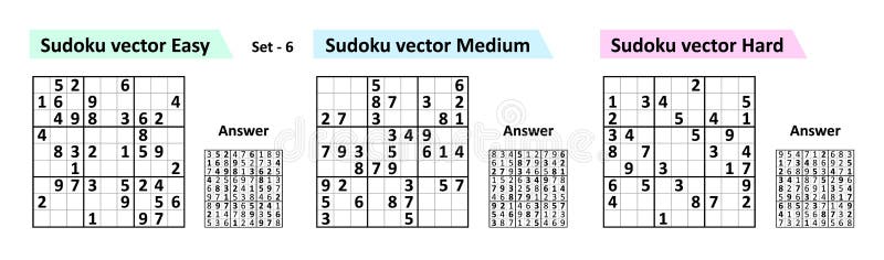 Collection Sudoku Game with Answers. Different Complexity Stock Vector - Illustration of school ...