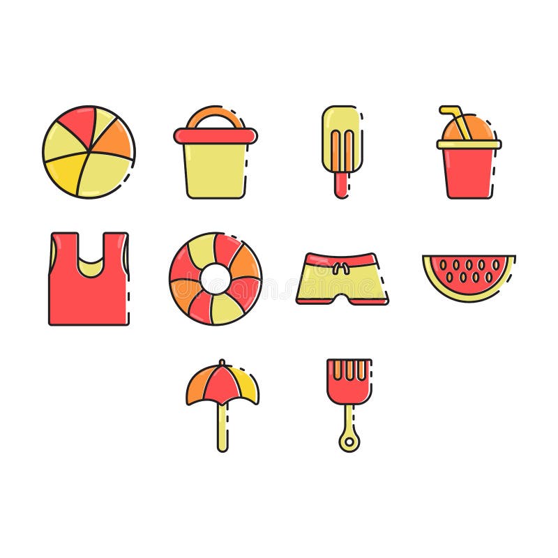 Summer season icon set stock vector. Illustration of beach - 231850498