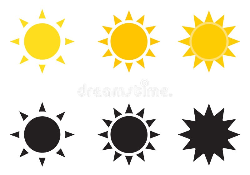 Collection of Sun Icons - Bright and Bold Vector Illustrations Stock ...