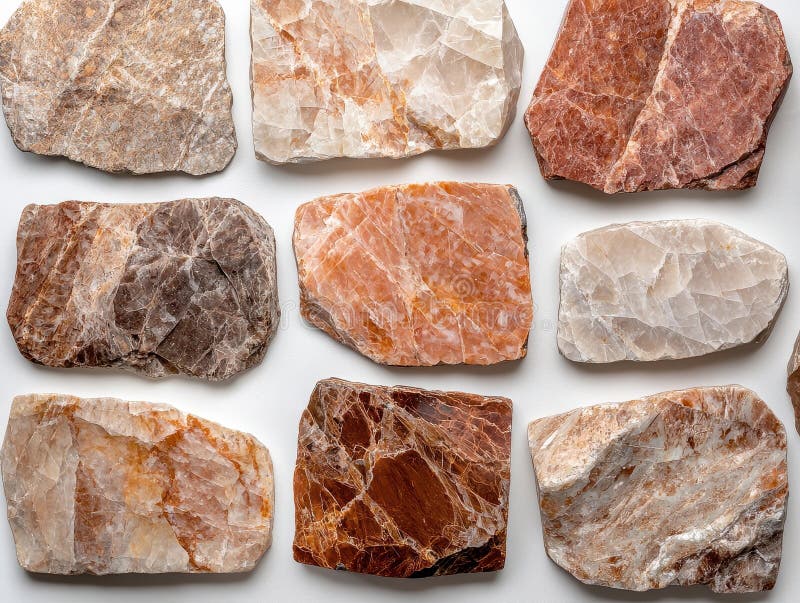 Collection of Sunstone Specimens, Various Colors and Textures Stock ...