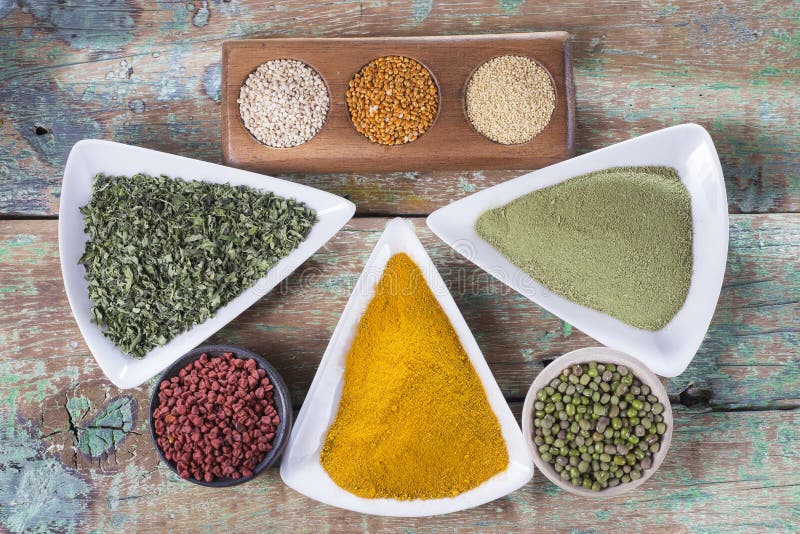 Different Super Foods Organized As a Collection on the Table Stock ...