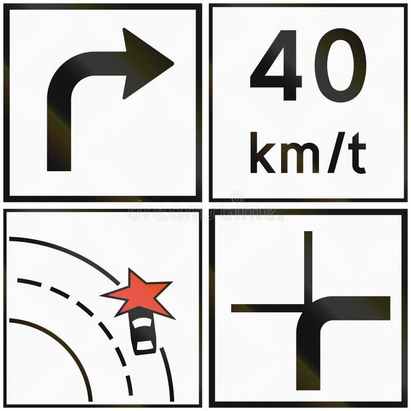 Collection of Supplementary Road Signs Used in Norway Stock ...