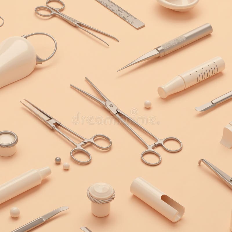 A Collection of Surgical Instruments and Medical Tools is Arranged on a ...