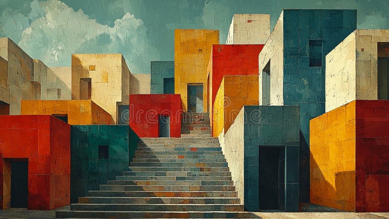 Surreal Geometric Architecture Stock Illustration - Illustration of ...