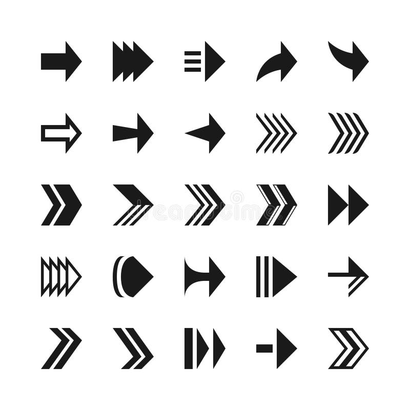 Collection of Symbol Arrow Icon Set Black Color on White Background ...