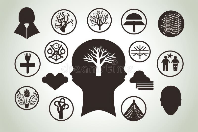 Collection of Symbols, with Each One Representing a Different Mental ...