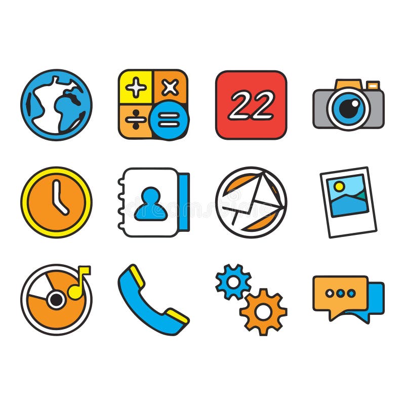 System apps icon set stock vector. Illustration of design - 249969256