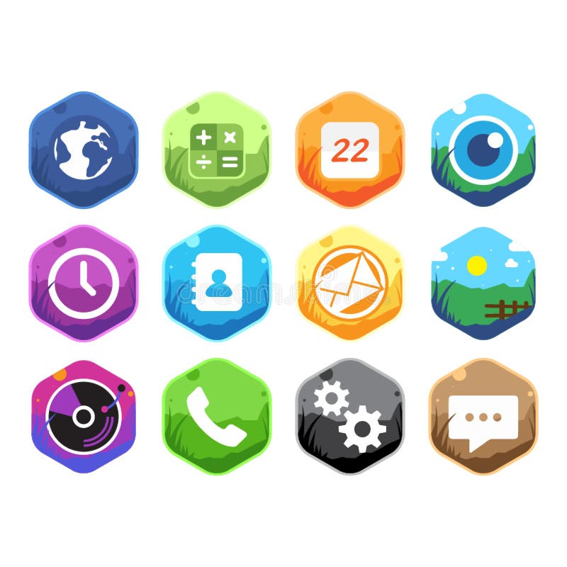 System apps icon set stock vector. Illustration of telephone - 257450295