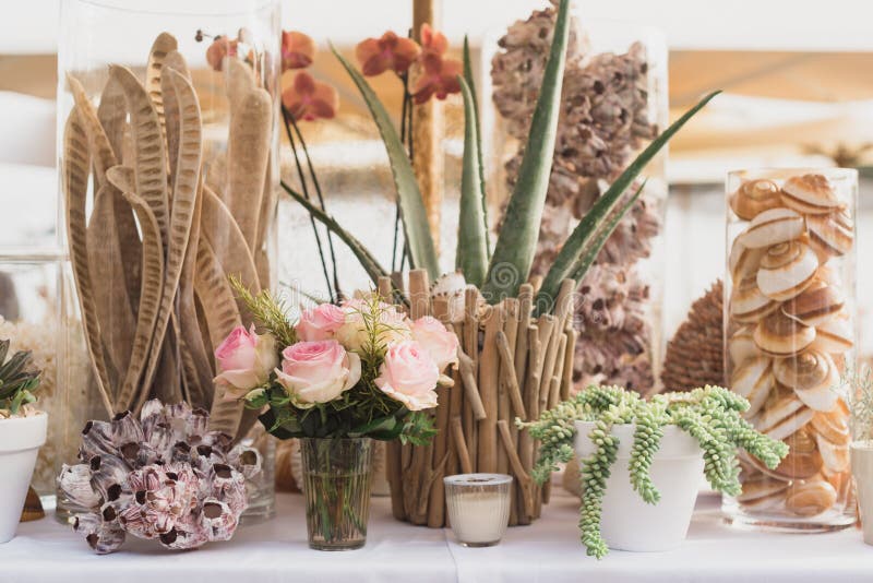Collection of Table Decoration Stock Image - Image of succulents, brown ...