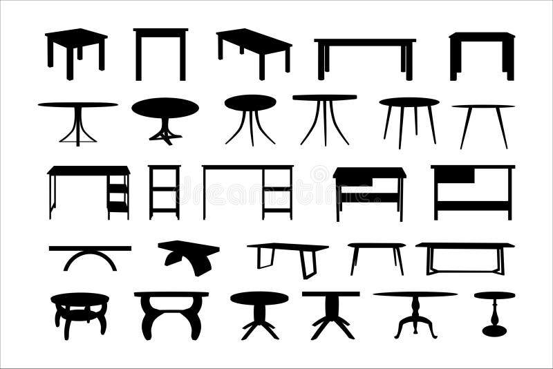 Collection of Table Silhouette Templates Stock Vector - Illustration of ...