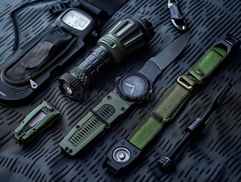 Tactical Gear Layout on Textured Surface Stock Photo - Image of robust ...