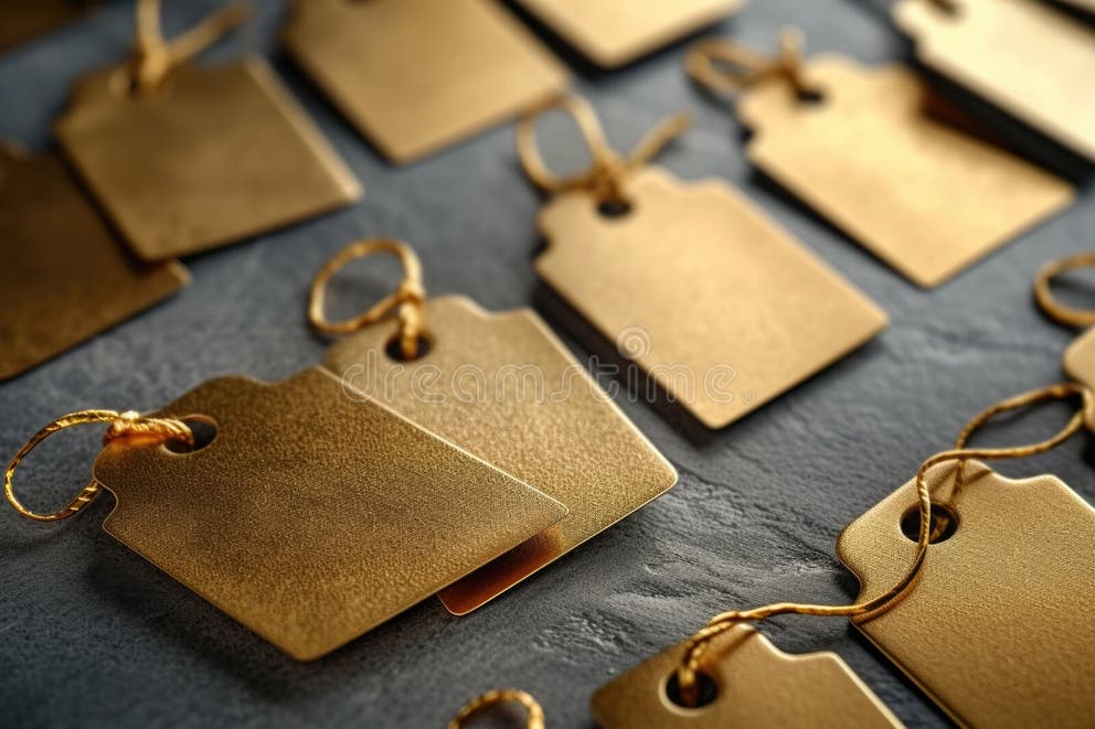 A Collection of Tags Arranged on a Table. Suitable for Labeling ...