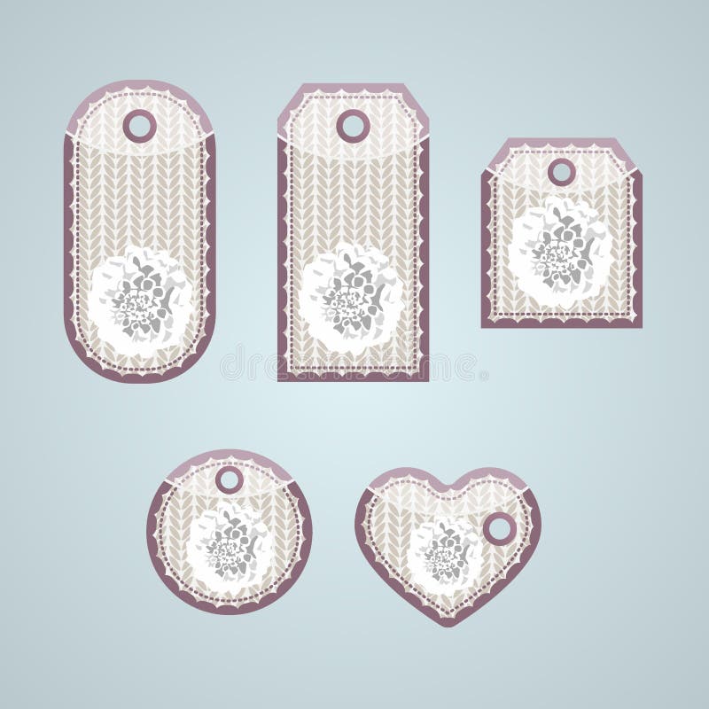 Collection of Tags with Ornate Pattern, Soft Design, with Flower Stock ...