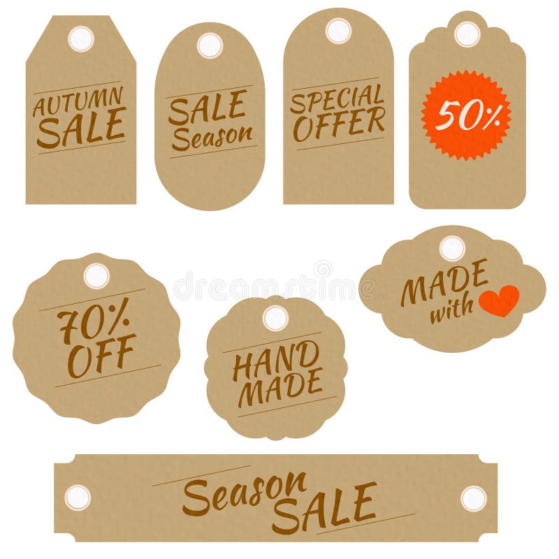 Collection Tags with Texture Papers. Set for Discount or Handmade Label ...
