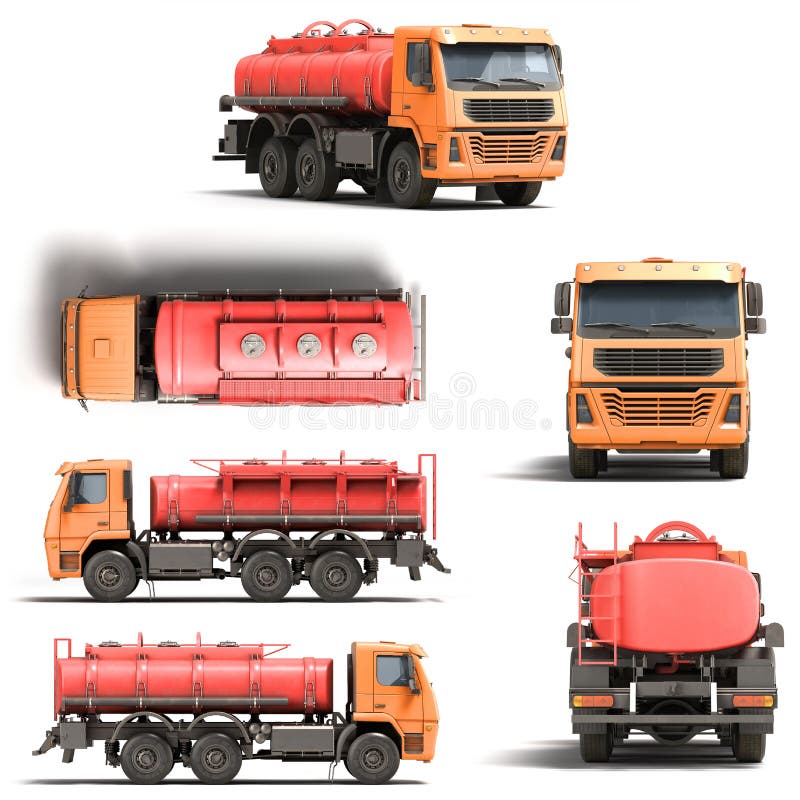 Collection of Tank Truck Tanker Truck Car 3d Render on White Stock ...
