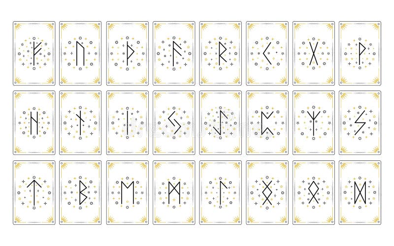 Collection of Tarot Cards with Runes. Stock Illustration - Illustration ...