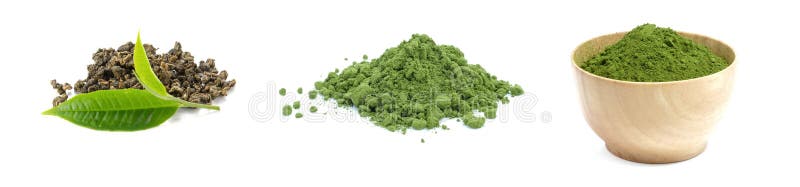 Tea Leaves,Dry Tea,Tea Powder Photo Series on White Background. Stock ...