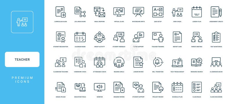 Collection Teacher Themed Icons Teaching Learning Classroom Management ...