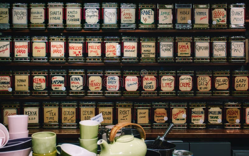 A Collection of Teas on Display in a Shop Stock Photo - Image of ...