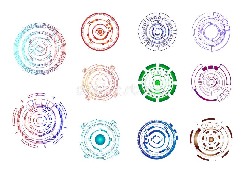 Christmas Season Icon Set Tech Circle Signal Interface Futuristic ...