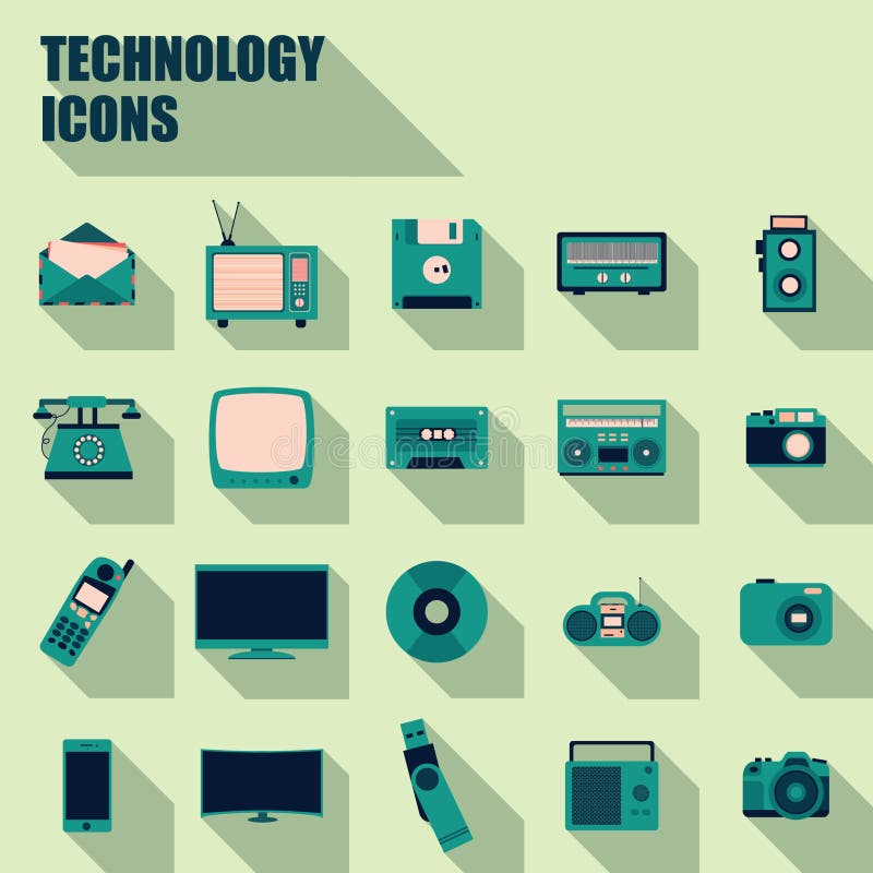Collection Of Technology Icons Vector Illustration Decorative Design