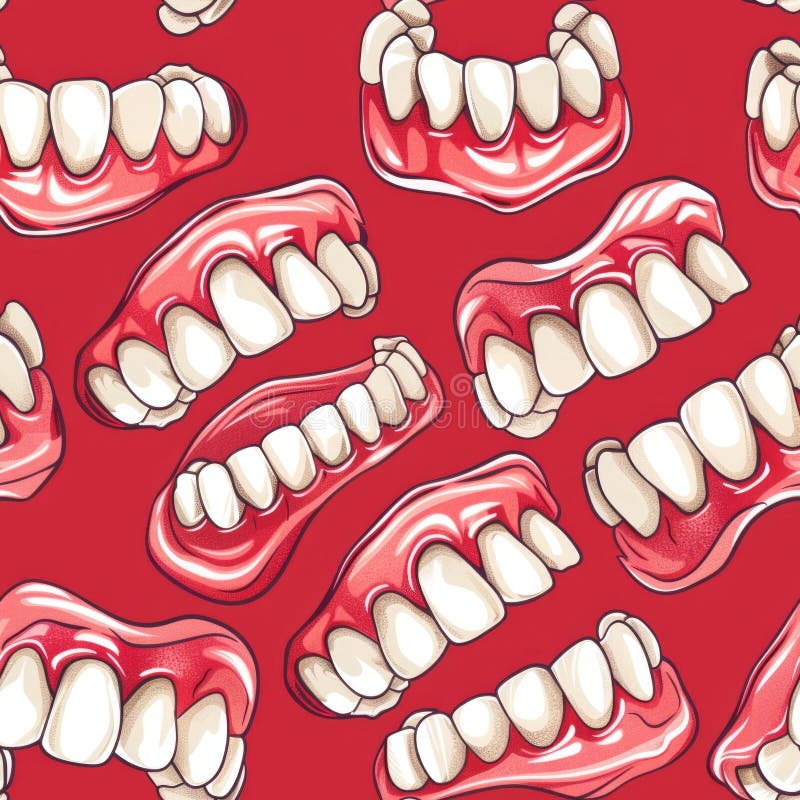 A Collection of Teeth Against a Bold Red Backdrop. Ideal for Dental ...