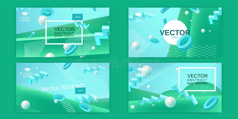 Vector Abstract Banners Set in Blue and Green Colors Stock Vector ...