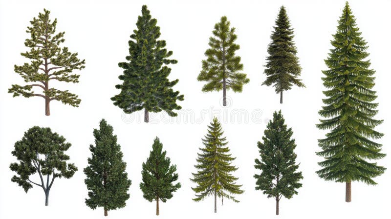 AI-Generated Evergreen Tree Collection Stock Illustration ...