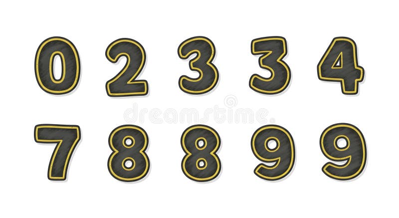 Collection of Textured Numbers in Cartoon Style for Educational ...