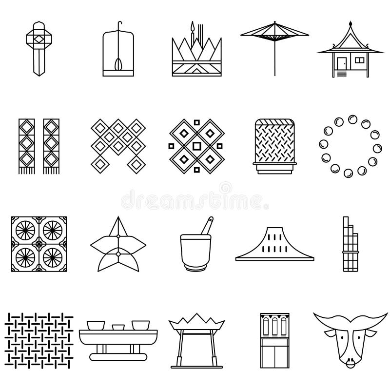 Collection of Thai Style Icon Vector Stock Vector - Illustration of ...