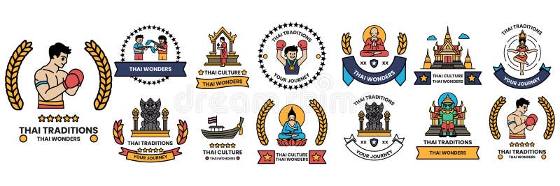 Collection of Thai Symbols and Icons Stock Vector - Illustration of ...