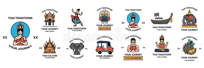 Collection of Thai Symbols and Icons Stock Vector - Illustration of ...