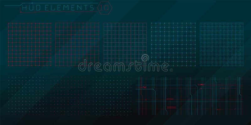 A Set of HUD Grids Elements for a Futuristic Interface. Stock Vector ...