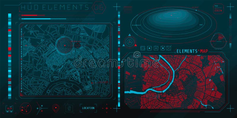 A Set of HUD Maps Elements for a Futuristic Interface. Stock Vector ...