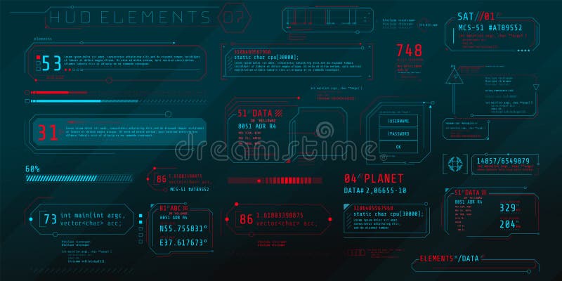 A Set of HUD Text Elements for a Futuristic Interface. Stock ...