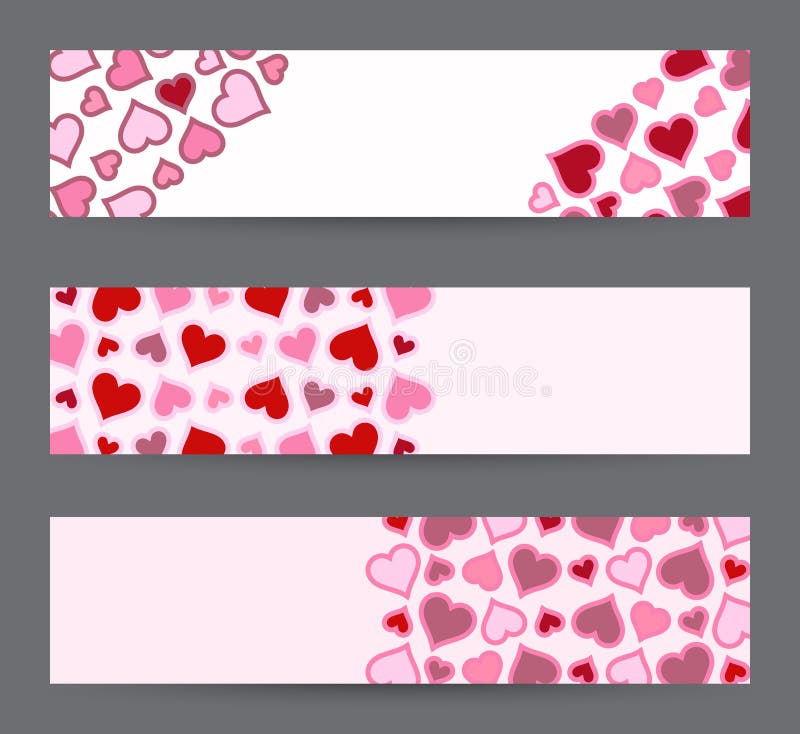 Collection of Three Banners with Hearts. Stock Vector - Illustration of ...