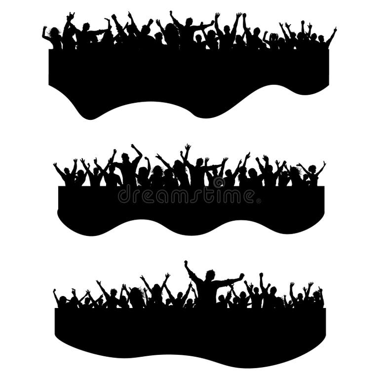 Set of Three Different Party Crowd Silhouettes Collection Stock Vector ...