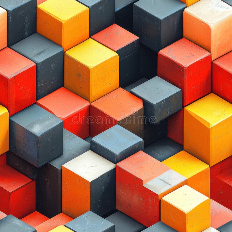 A Collection of Three-dimensional Cubes Stacked Together Forming a ...
