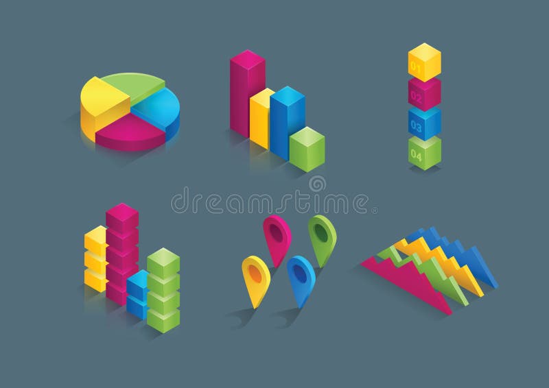 Collection of Three Dimensional Elements. Vector Illustration ...