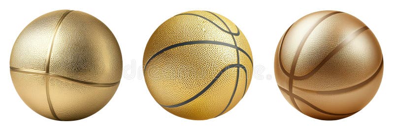 Collection of Three Distinct Golden Basketballs with Unique Textures ...