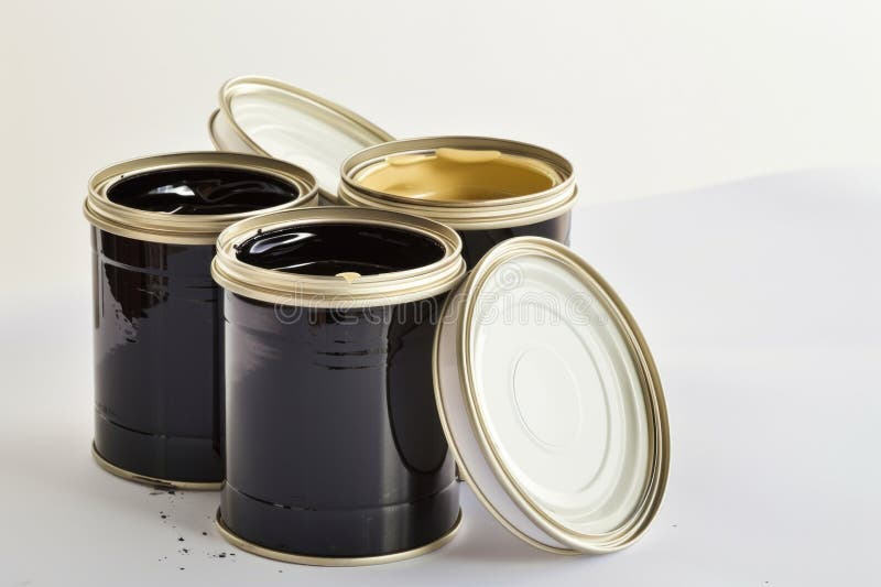 A Collection of Three Metallic Containers with Black and Gold Finishes ...