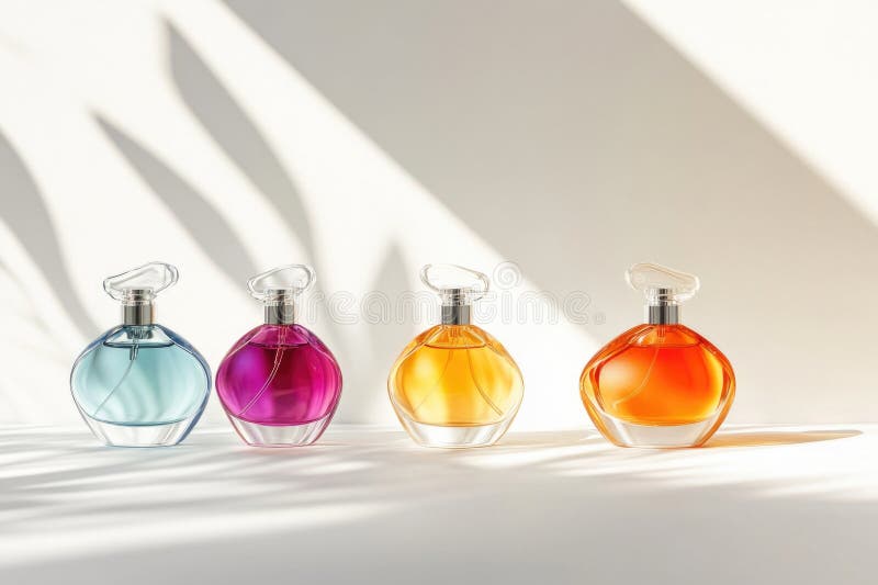 A Collection of Three Perfume Bottles with Different Colors and Shapes ...