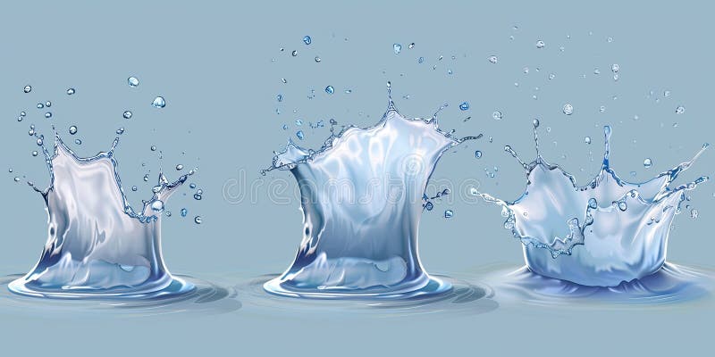 Collection of Three Realistic Water Splashes Stock Illustration ...