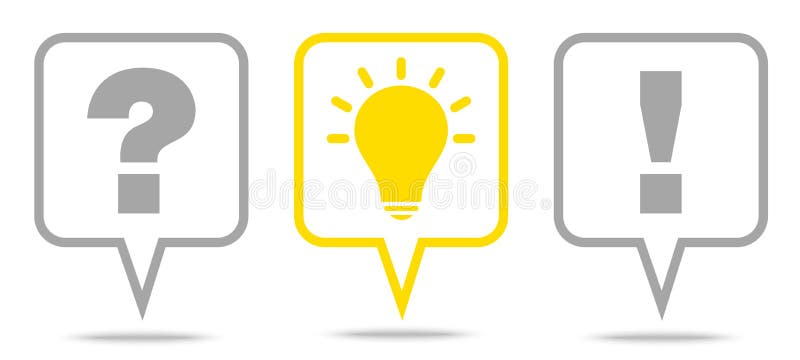 Set of Three Speech Bubbles Question Idea Answer Grey and Yellow ...