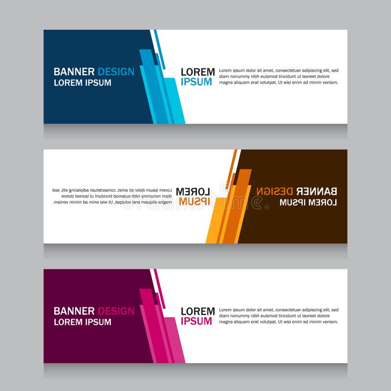 Collection Three Square Horizontal Business Banner Set Templates. Clean ...