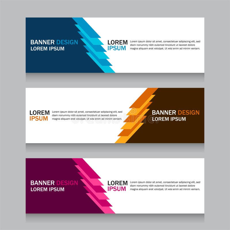 Collection Three Square Horizontal Business Banner Set Templates. Clean ...