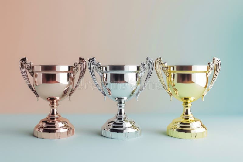 A Collection of Three Trophies Placed Side by Side on a Table, Perfect ...