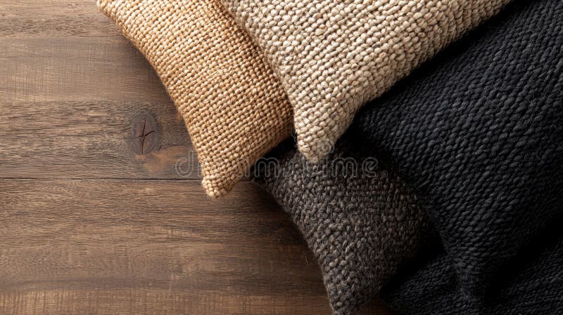 A Collection of Throw Pillows in Various Colors and Textures Arranged ...