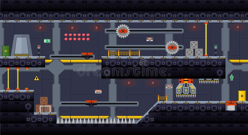 Space Ship Platformer Tileset Stock Vector - Illustration of assets ...