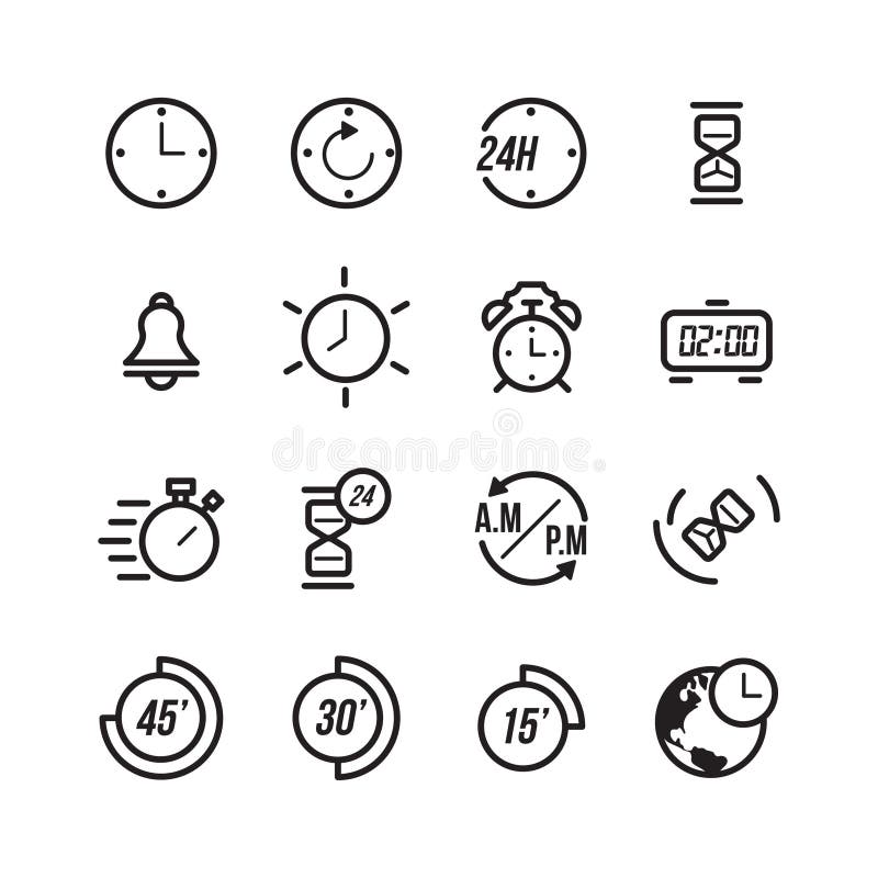 Collection of Time Icons. Vector Illustration Decorative Design Stock ...
